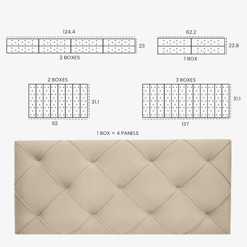 King Headboard Queen Size - Diamond Tufted Twin Headboard - Upholstered Queen Bed Wall Headboard Full- Peel & Stick Headboards Panels Queen Size - Diy headboard King Only - Wall Mounted Bed Headboard