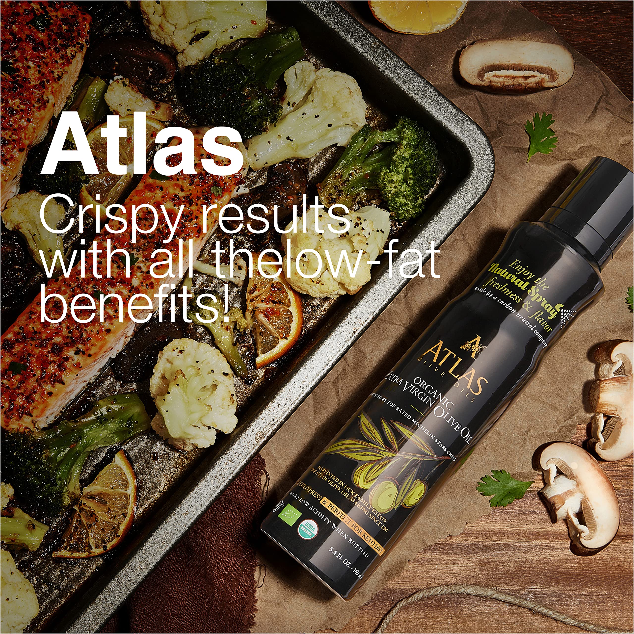 Organic Extra Virgin Olive Oil Spray, Polyphenol Rich Moroccan Oil, Cooking Spray Non Stick, Cold Pressed EVOO Oil, Hydroxytyrosol Keto Olive Oil, 5.4 fl oz. Bottle, Pack of 3