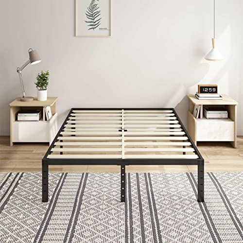 Founasia King Platform Bed Frame,18 Inches High Heavy Duty Metal Bedframe with Wide Wood Slats Hold up to 3500lbs,Noise-Free, No Box Spring Needed, 16-Inch Underbed Storage Space