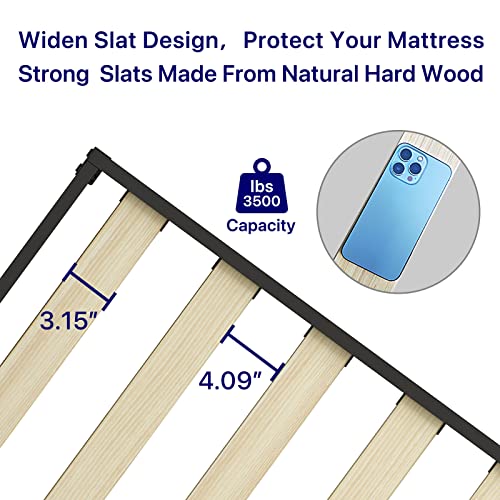 Founasia King Platform Bed Frame,18 Inches High Heavy Duty Metal Bedframe with Wide Wood Slats Hold up to 3500lbs,Noise-Free, No Box Spring Needed, 16-Inch Underbed Storage Space