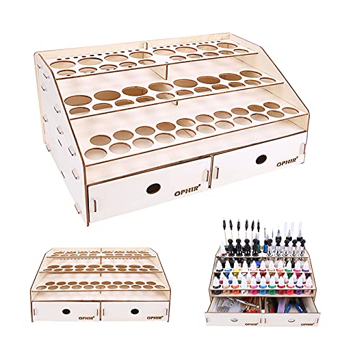 DYRABREST 2 Drawers Paint Rack Stand Pigment Ink Bottle Paints Tool Storage with Cabinet Holder Organizer, Detachable Assembly 80-hole paint rack + Manual
