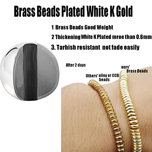 200 Pcs Mix White K Beads Smooth Little Round Spacer Beads Brass Long-Lasting Tarnish Resistant Seamless Loose Beads for DIY Bracelet Jewelry Making (3/4/5/6MM-Silver)