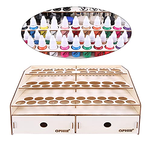 DYRABREST 2 Drawers Paint Rack Stand Pigment Ink Bottle Paints Tool Storage with Cabinet Holder Organizer, Detachable Assembly 80-hole paint rack + Manual