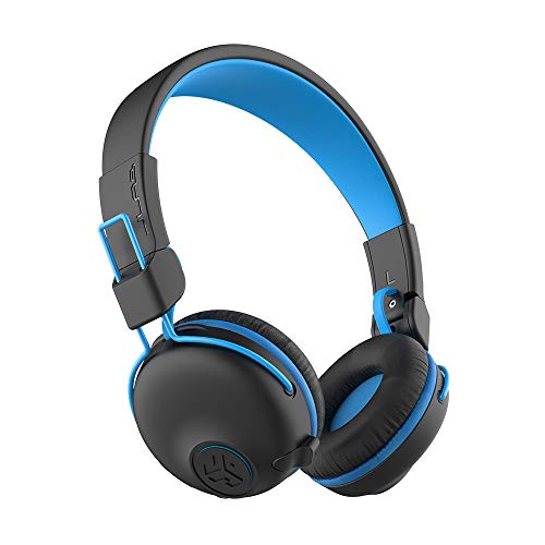JLab JBuddies Play Gaming Wireless Kids Headset | Blue | 22+ Hour Bluetooth 5 Playtime 60ms Super-Low Latency for Mobile Gameplay | Retractable Boom Mic | AUX Cord Compatible w/Gaming Consoles