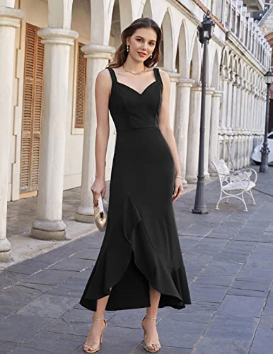 GRACE KARIN Womens Cocktail Dresses for Wedding Guest V Neck Sleeveless Formal Black Dresses Mermaid Party Long Dress Black M