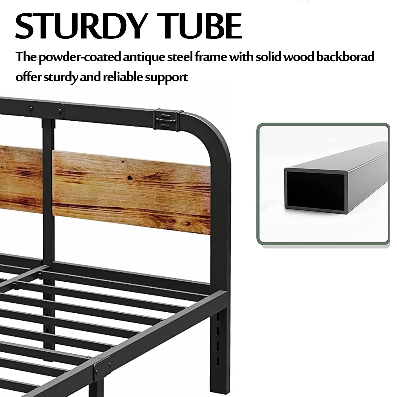 BOSRII Full Size Headboard Only, Wood Metal Headboard Only, Rustic Solid Wooden Head-Board Full Size, Adjustable Height Easy Assembly