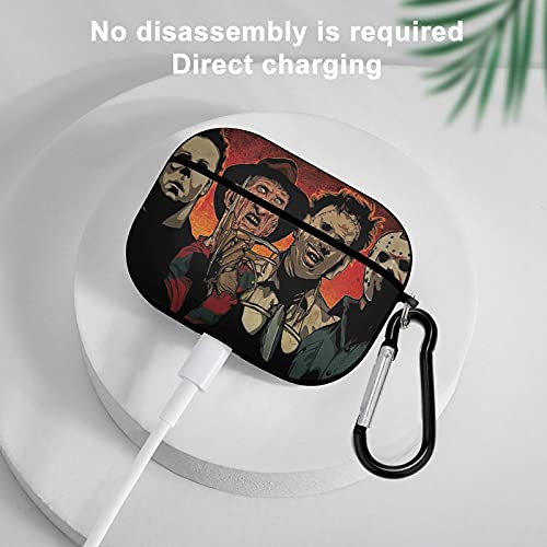 Texas Horror Movie Compatible with AirPods Pro/3 Gen,Case Wireless Earphone Silicone Protective Cover Skin Keychain,Shockproof and Anti-Fall TPU Soft Shell Cases