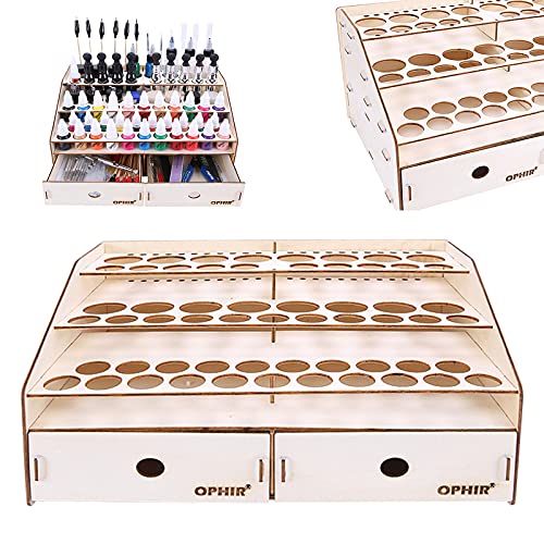 DYRABREST 2 Drawers Paint Rack Stand Pigment Ink Bottle Paints Tool Storage with Cabinet Holder Organizer, Detachable Assembly 80-hole paint rack + Manual