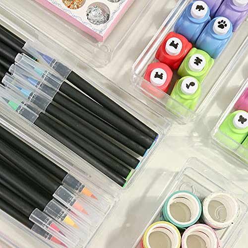 LotFancy Clear Plastic Drawer Organizer, 6'' x 3'' x 2'', Set of 3 Drawer Storage Containers Bins for Dresser Cosmetics Makeup, Stackable