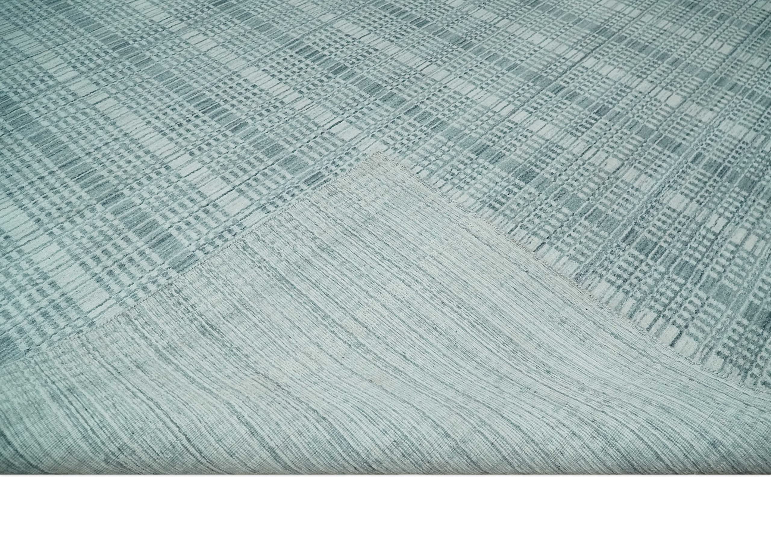 Hand Made Striped Scandinavian Blended Wool Flatwoven Area Rug, Ivory, Silver and Gray, 8X10 | KE2810