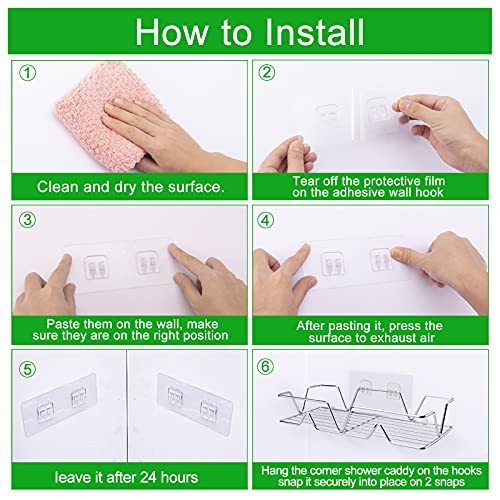 Diesisa Shower Shelves, 5 Pack Shower Organizer with Soap holder, No Drill Shower Shelf For Inside Shower With Adhesive Shower Caddy Organizers for Toilet Bathroom Dorm Kitchen