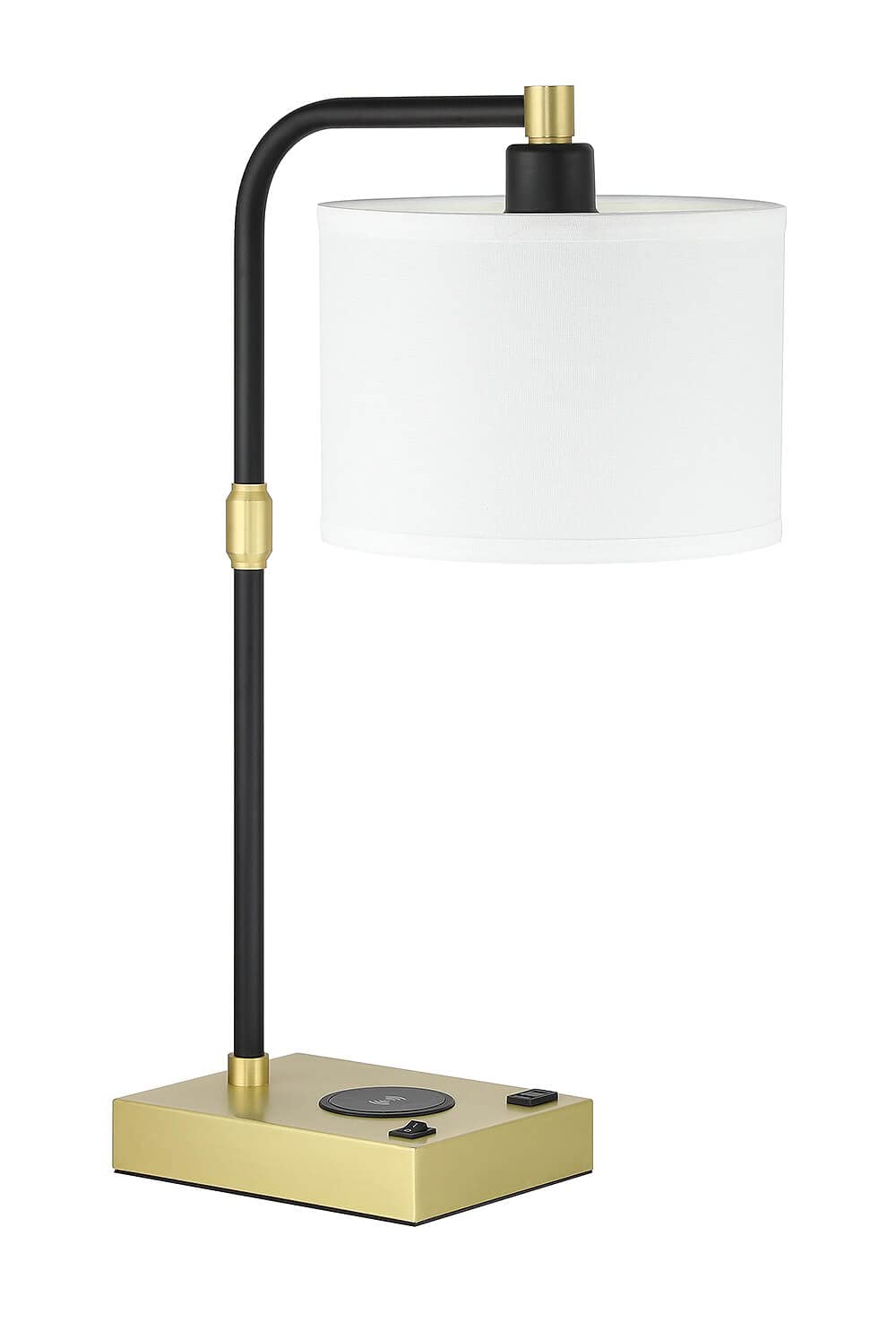 XiNBEi Lighting Desk Lamps for Home Office Modern Black and Brass Table Lamp with Switch Bedside Table Lamp with Charger for Bedroom or Nightstand