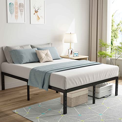 Founasia King Platform Bed Frame,18 Inches High Heavy Duty Metal Bedframe with Wide Wood Slats Hold up to 3500lbs,Noise-Free, No Box Spring Needed, 16-Inch Underbed Storage Space