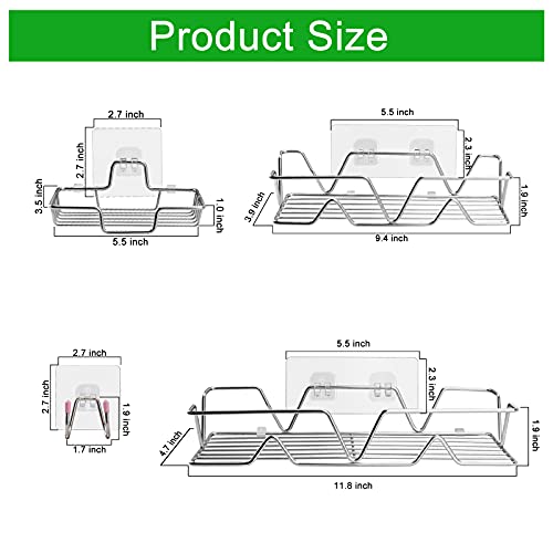 Diesisa Shower Shelves, 5 Pack Shower Organizer with Soap holder, No Drill Shower Shelf For Inside Shower With Adhesive Shower Caddy Organizers for Toilet Bathroom Dorm Kitchen