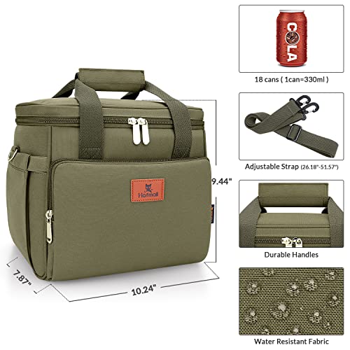Hafmall Lunch Bag for Women Men, Wide Opening Insulated Lunch Box, Leakproof Lunch Tote Bag with Shoulder Strap, Reusable Lunch Bags for Adults for Work, Green