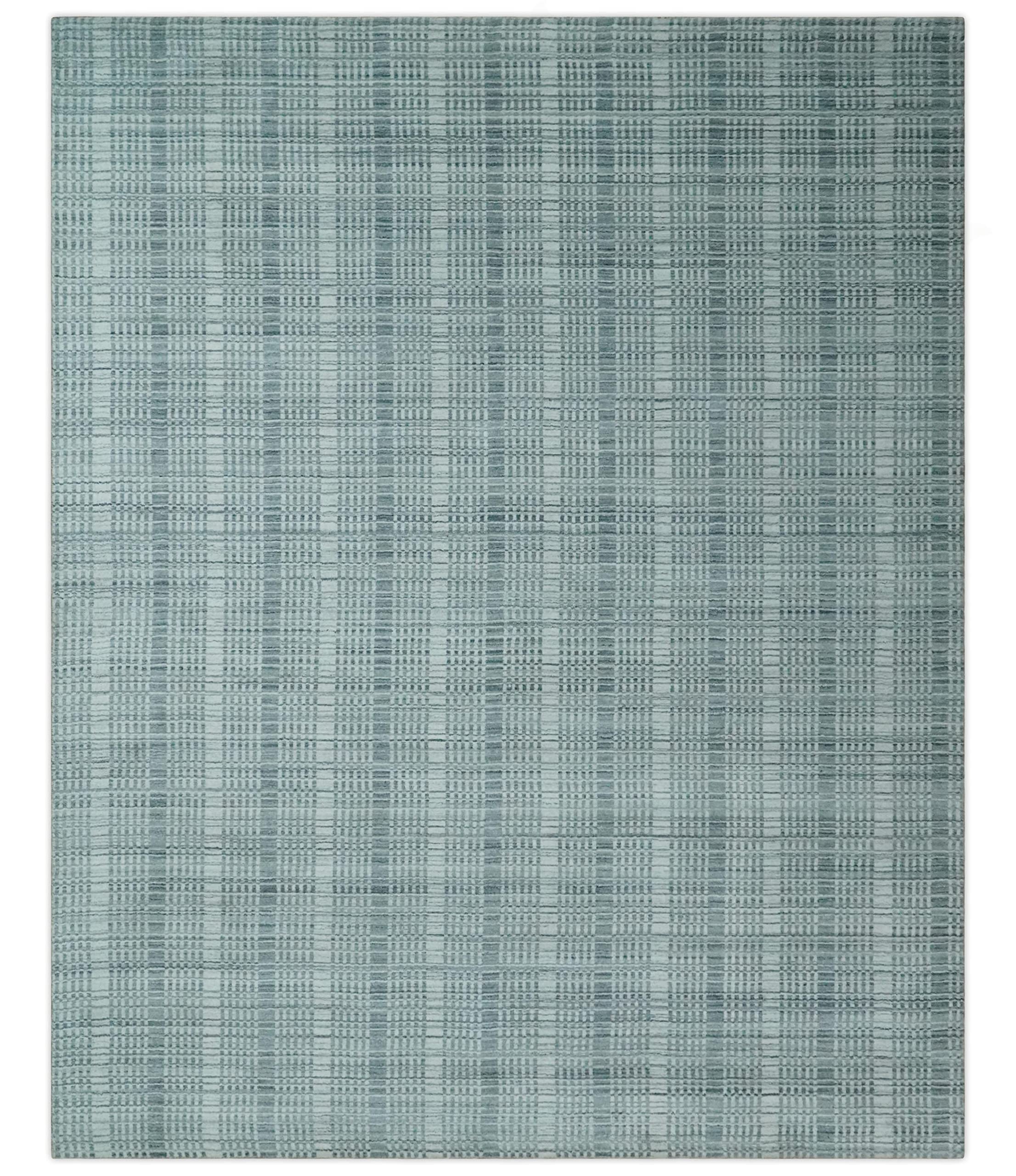 Hand Made Striped Scandinavian Blended Wool Flatwoven Area Rug, Ivory, Silver and Gray, 8X10 | KE2810