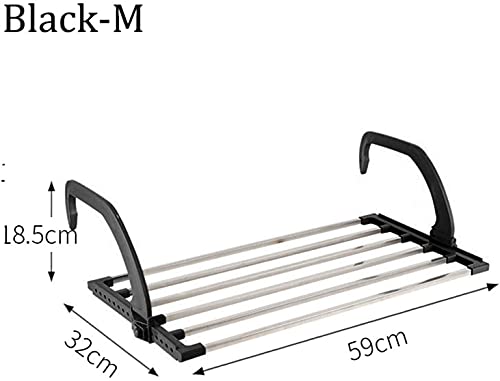 ZyHMW Clothes Airer Balcony Drying Rack Stainless Steel Folding Hanging Window Shoes Rack Adjustable Portable Outdoor Airer Clothes Towel Storage,Folding Airer (Color : S Square Tube Gray)