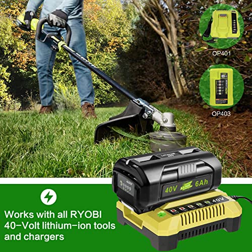 Futurebatt [2-Pack] High Output 6.0 Ah! 40 Volt Replacement Battery for RYOBI 40V Power Tools OP4026 OP40201 OP4030 OP4040 OP4050 OP4060 for RYOBI 40V Batteries