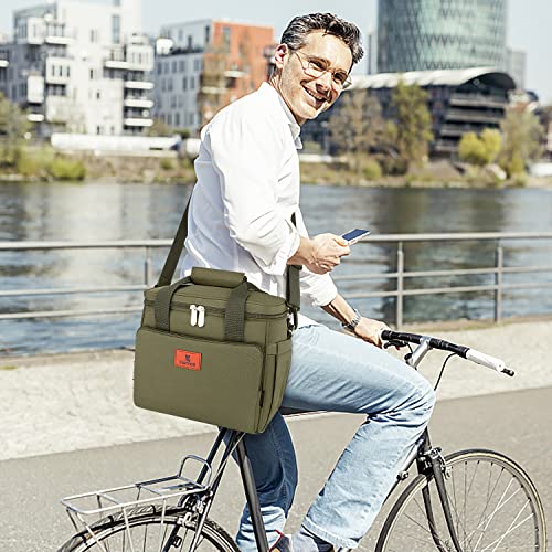 Hafmall Lunch Bag for Women Men, Wide Opening Insulated Lunch Box, Leakproof Lunch Tote Bag with Shoulder Strap, Reusable Lunch Bags for Adults for Work, Green