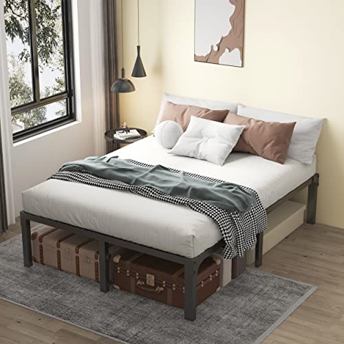 MAF 14 Inch Metal Platform King Bed Frame, Heavy Duty Black Bed Frame with Steel Slats Support, No Box Spring Needed, Noise Free, Easy Assembly