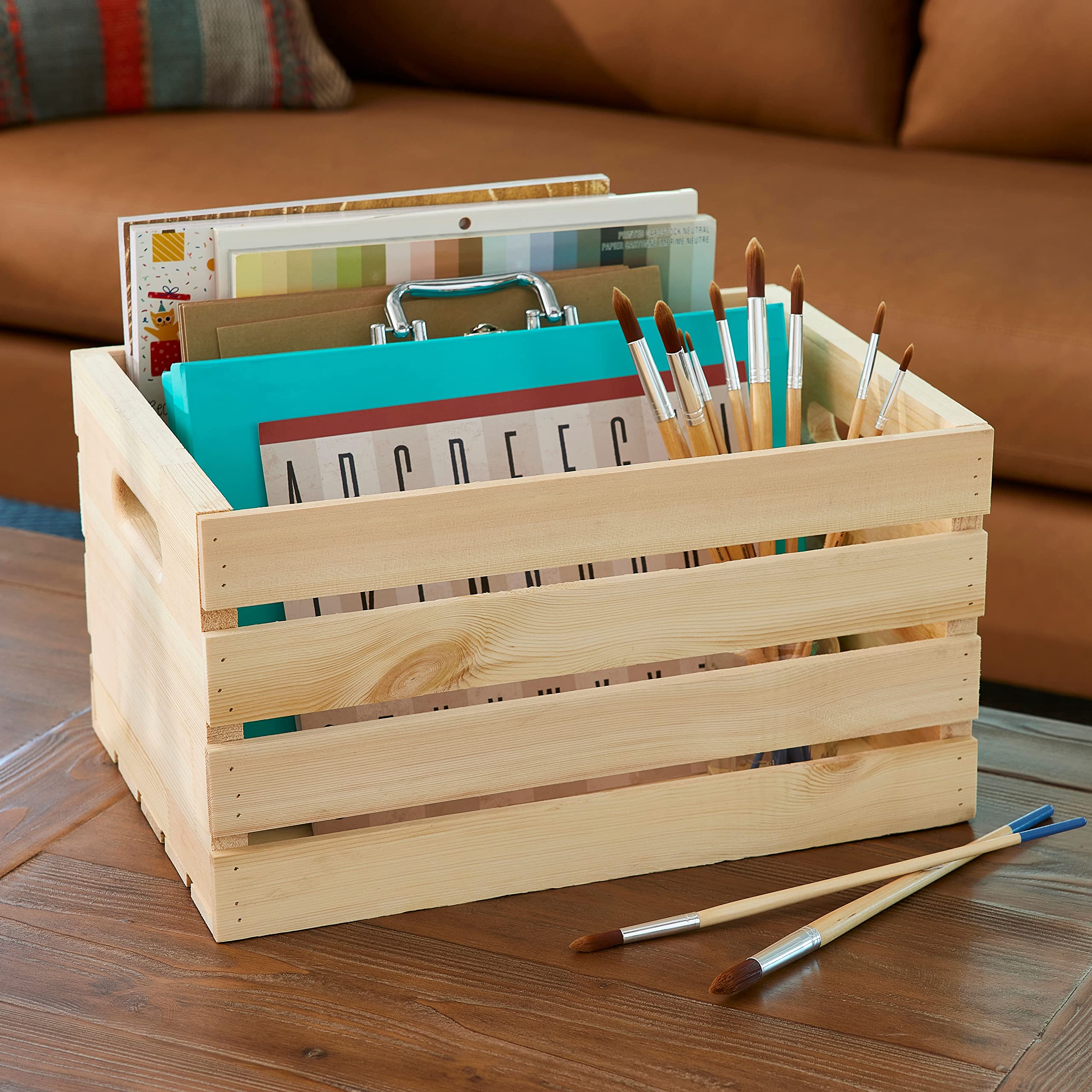 Large Wooden Crates by Make Market - Unfinished Wood Crate for Storage, Decorative Display, Arts & Crafts, Made of 100% Wood - Bulk 12 Pack