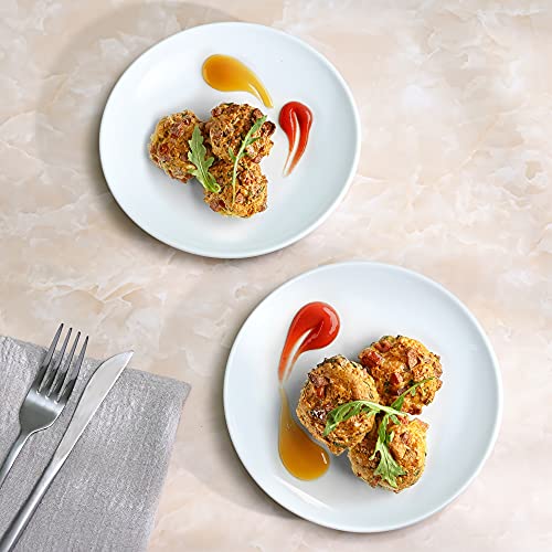 iboodi Cream White Porcelain Dessert Plates for Restaurant and Kitchen Set of 6 (6.5 Inches)