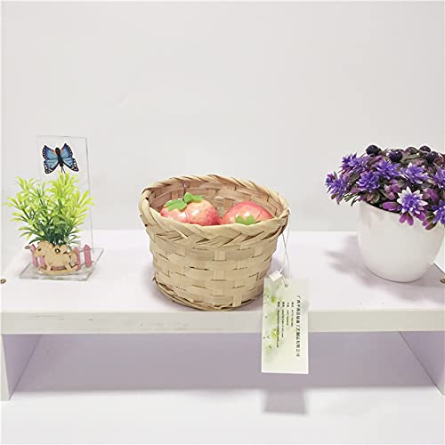 YAIKOAI 4 Pieces Small Hand-Woven Wicker Storage Baskets Desktop Bamboo Weaving Decorative Basket Wood Organizers Container for Storing Books Album Cosmetics Bouquet Keys, Small