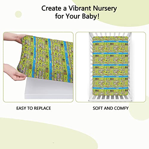 Car Race Track Themed Fitted Crib Sheet,Standard Crib Mattress Fitted Sheet Ultra Soft Material-Baby Sheet for Boys Girls, 28β x52β,Multicolor