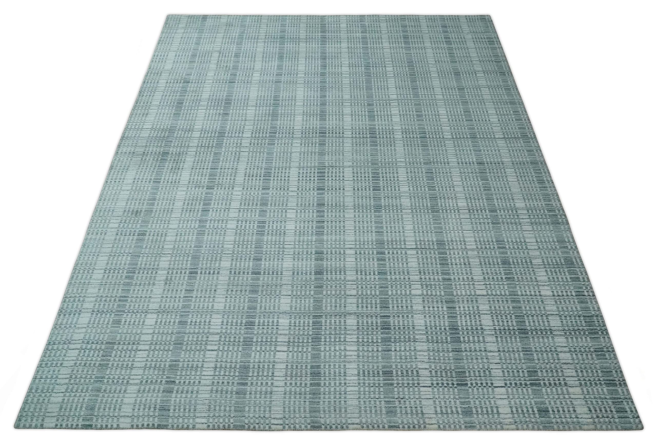 Hand Made Striped Scandinavian Blended Wool Flatwoven Area Rug, Ivory, Silver and Gray, 8X10 | KE2810