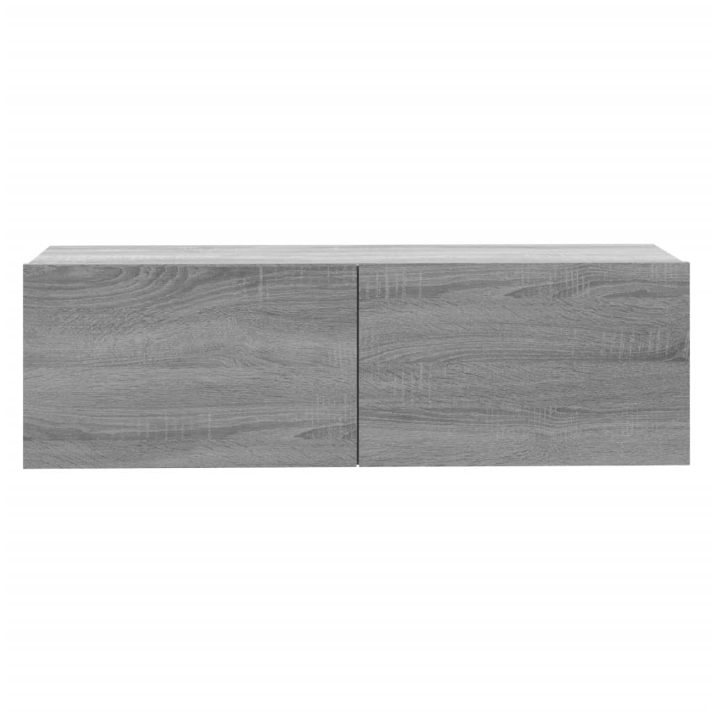 vidaXL Gray Sonoma Wall-Mounted TV Cabinet - Chic Floating Media Unit with 2 Compartments - Easy Clean Engineered Wood - Storage Solution for DVDs, Magazines and More - 39.4"x11.8"x11.8".