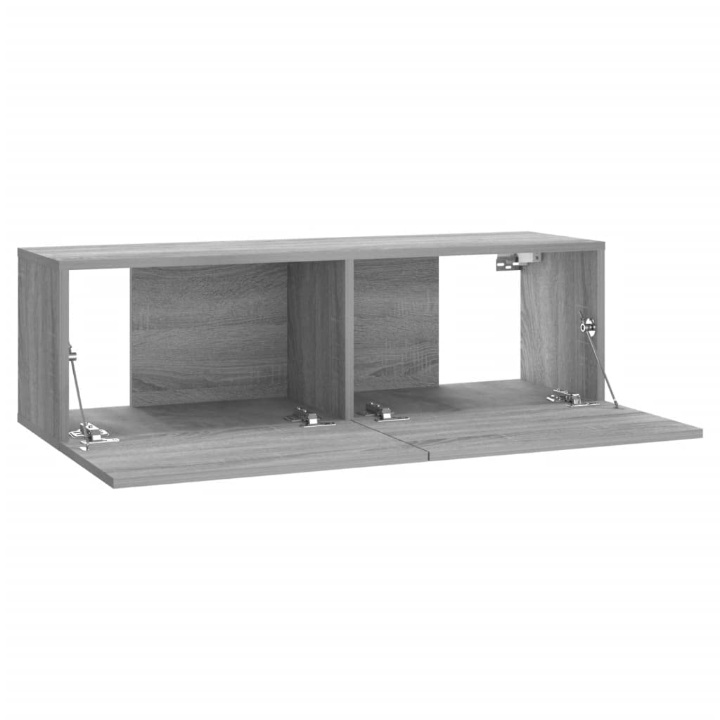 vidaXL Gray Sonoma Wall-Mounted TV Cabinet - Chic Floating Media Unit with 2 Compartments - Easy Clean Engineered Wood - Storage Solution for DVDs, Magazines and More - 39.4"x11.8"x11.8".