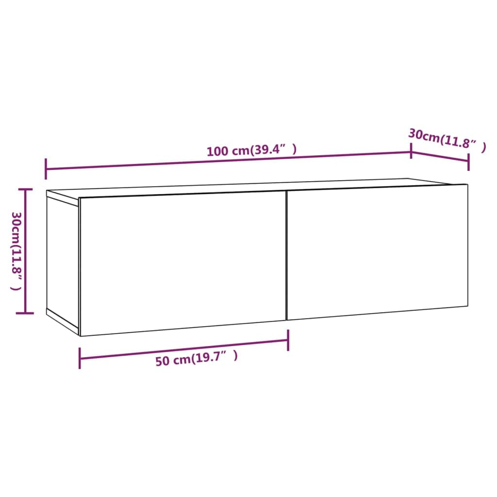 vidaXL Gray Sonoma Wall-Mounted TV Cabinet - Chic Floating Media Unit with 2 Compartments - Easy Clean Engineered Wood - Storage Solution for DVDs, Magazines and More - 39.4"x11.8"x11.8".