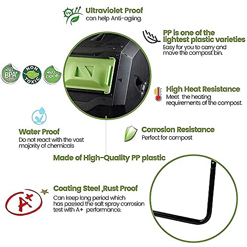 SQUEEZE master 43Gallon Large Compost Tumbler Bin -Outdoor Garden Rotating-with 100% 2.6Gallon/ 9.8 Liter-100 Counts Compostable Trash Bags