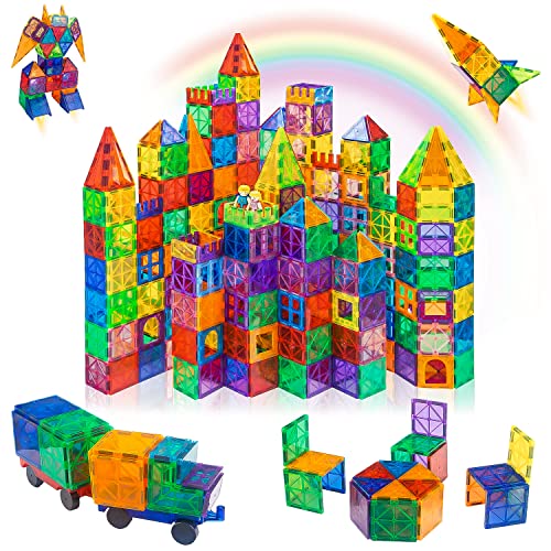 Magnetic Tiles, Magnet Tiles Kids Gift for Boys Girls Toddlers, 3D Magnetic Blocks Stacking Sets, 108PCS Magnetic Tiles for Kids Age 4-8 3-5, STEM Learning Preschool Educational Construction Toy