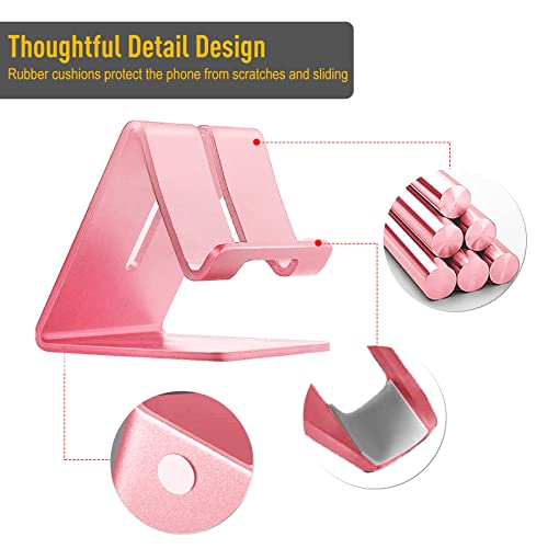 Cell Phone Stand,Desk Phone holder for Office, Home, Bed, School. Cute Desktop Facetime Phone Holder,Metal Phone Dock Cradle Compatible with Switch iPhone 14 13 12 11 iPad Mini, Tablet (Pink)