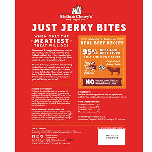 Stella & Chewy's Just Jerky Bites Real Beef Recipe Dog Treats, 6 oz. Bag