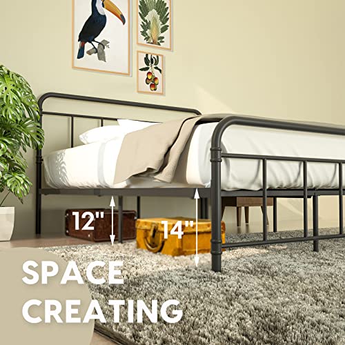 WILSLAT Metal Full Size Bed Frame with Headboard and Footboard, Black Full Size Bed Frame, Heavy Duty Steel Slat Support, Noise Free, No Box Spring Needed, Easy Assembly
