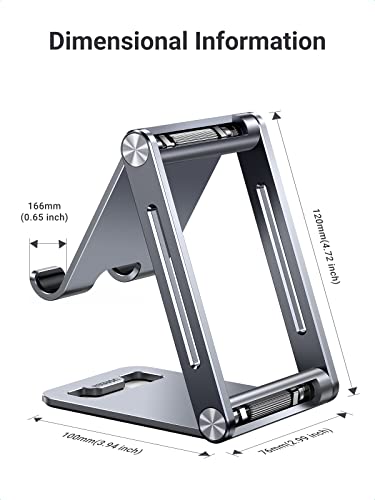 UGREEN Phone Stand for Desk Cell Phone Holder Adjustable Compatible with iPhone 14 13 12 Pro Max 11 XS Max XR X 8 Plus, Nintendo Switch, Aluminum Metal Desktop Phone Stand Portable, Space Grey