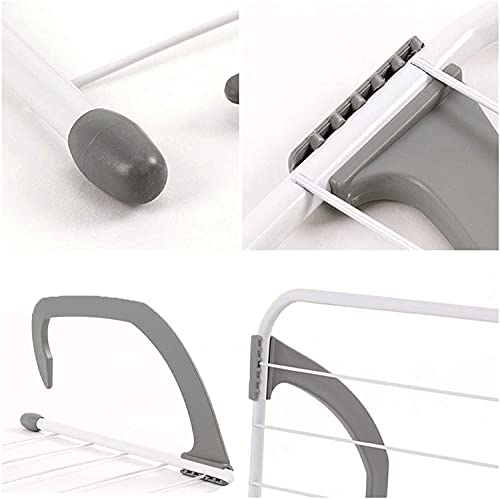 ZyHMW Clothes Airer Home Folding Adjustable Radiator Towel Clothes Drying Rack Pole Airer Dryer Drying Rack 5 Rail Balcony Telescopic Laundry Holder,Folding Airer (Color : Gray, Size : 50X28cm)