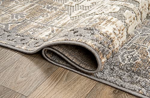 Rugshop Distressed Traditional Indoor/Outdoor Area Rug 5' x 7' Beige