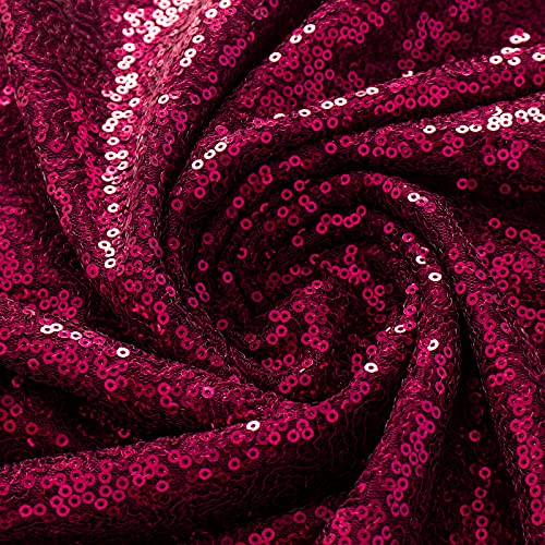 Burgundy Sequin Fabric by The Yard 1 Yard Glitter Fabric Embroidered Sequin Mesh Fabric for DIY Sewing Wedding Dresses Clothing Tablecloth Table Linen