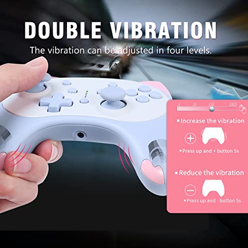 IINE Cute Switch Controller, Bluetooth Cartoon Kitten Nintendo Switch Controllers Wireless, Kawaii Light Switch Gaming PC Controller with TURBO/Double Vibration Function