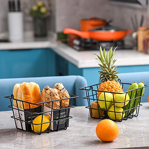 Wetheny 2 Tier Fruit Basket Fruit Bowl for Kitchen Counter,Bread,Fruit and Vegetable Holder Storage Basket,Wire Hanging Basket stand for Kitchen Organizer