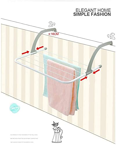 ZyHMW Clothes Airer Home Folding Adjustable Radiator Towel Clothes Drying Rack Pole Airer Dryer Drying Rack 5 Rail Balcony Telescopic Laundry Holder,Folding Airer (Color : Gray, Size : 50X28cm)