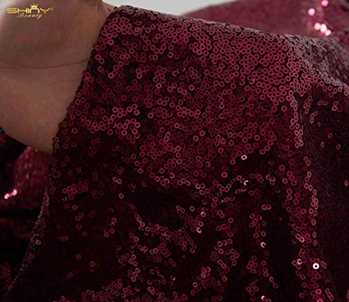Burgundy Sequin Fabric by The Yard 1 Yard Glitter Fabric Embroidered Sequin Mesh Fabric for DIY Sewing Wedding Dresses Clothing Tablecloth Table Linen