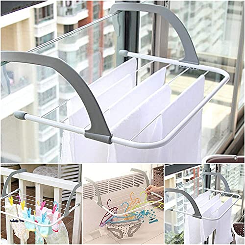 ZyHMW Clothes Airer Home Folding Adjustable Radiator Towel Clothes Drying Rack Pole Airer Dryer Drying Rack 5 Rail Balcony Telescopic Laundry Holder,Folding Airer (Color : Gray, Size : 50X28cm)