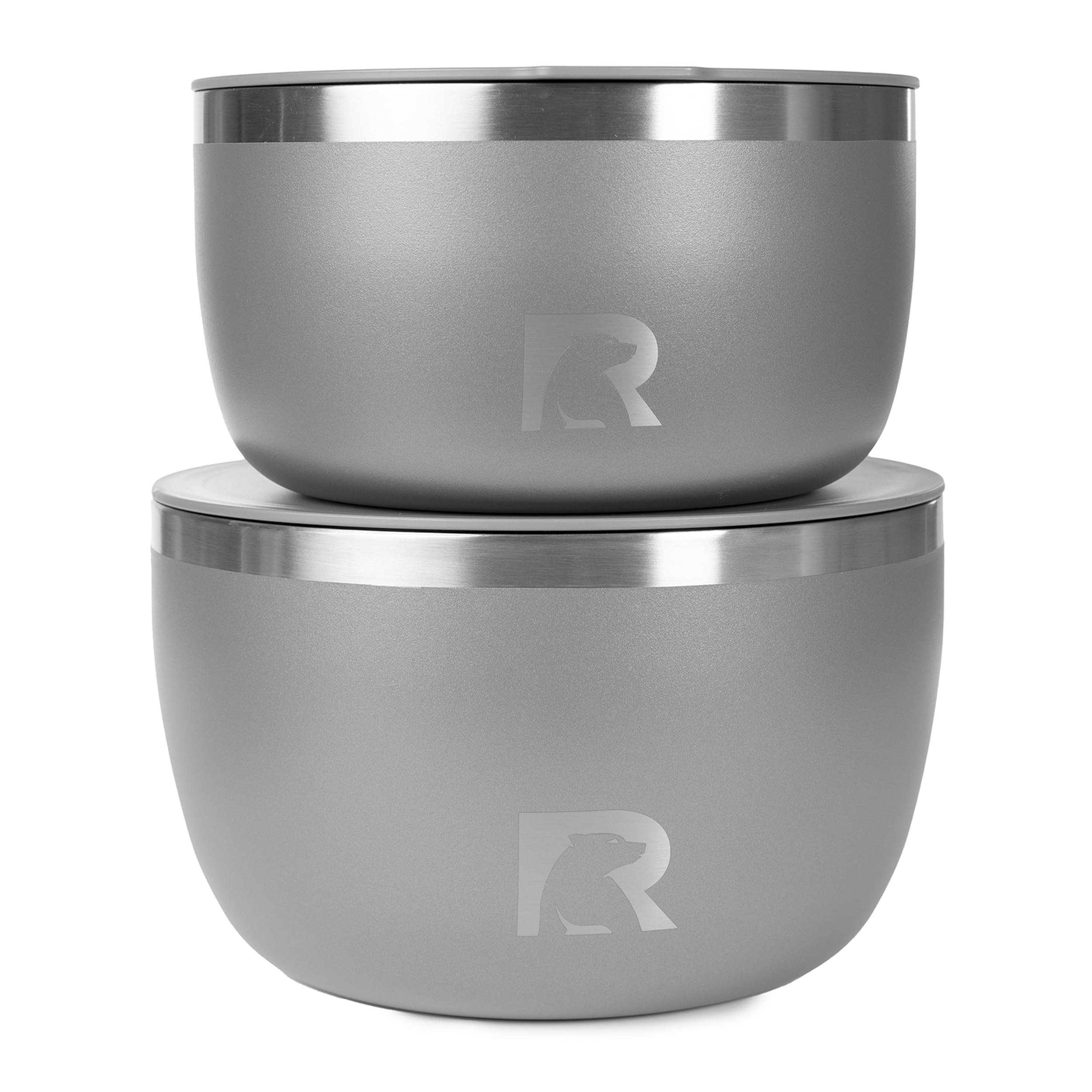 RTIC Anywhere Stainless Steel Bowl Set Of Two, Camping Bowls With Lids, Vacuum Insulated, Stackable Durable Outdoor Dinnerware, Non Slip, Dishwasher Safe, Dinner Outside, Campfires Travel, Graphite