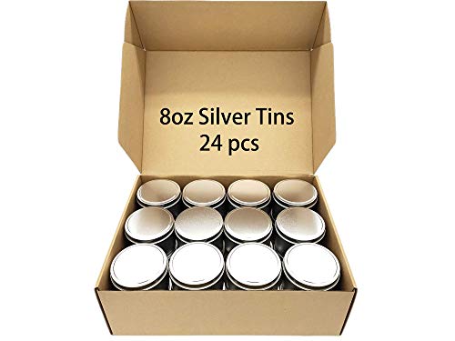 PMCDS2G 24PCS Candle Tins 8oz for Candle Making - Natural Silver, Candle Making Supplies