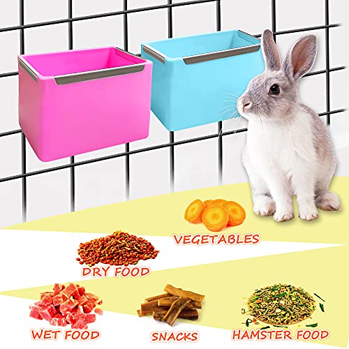 LLSPET Food and Water Bowl for Hamster/Rabbit/Chinchilla/Guinea Pig Other Small Pets,Rabbit Guinea Pig Hay Feeder,Made from Non-Toxic, BPA Free Plastic and Minimizing Waste and Mess