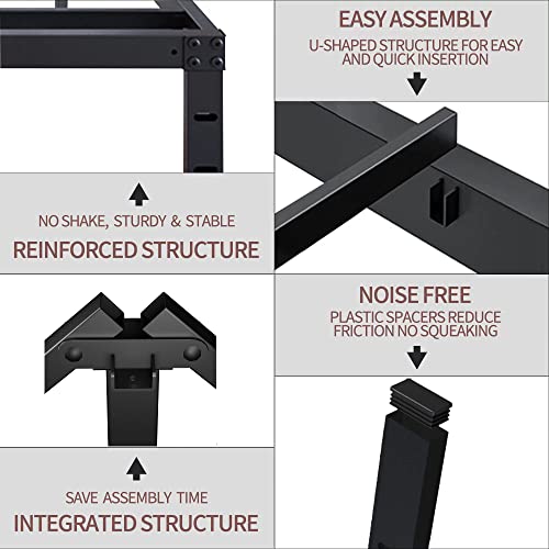 ALDRICH Metal King Size Bed Frame - 16 Inch Tall Black Basic Anti Squeak Steel Slats Platform, Easy Assembly Heavy Duty Noise Free Bedframes, No Box Spring Needed